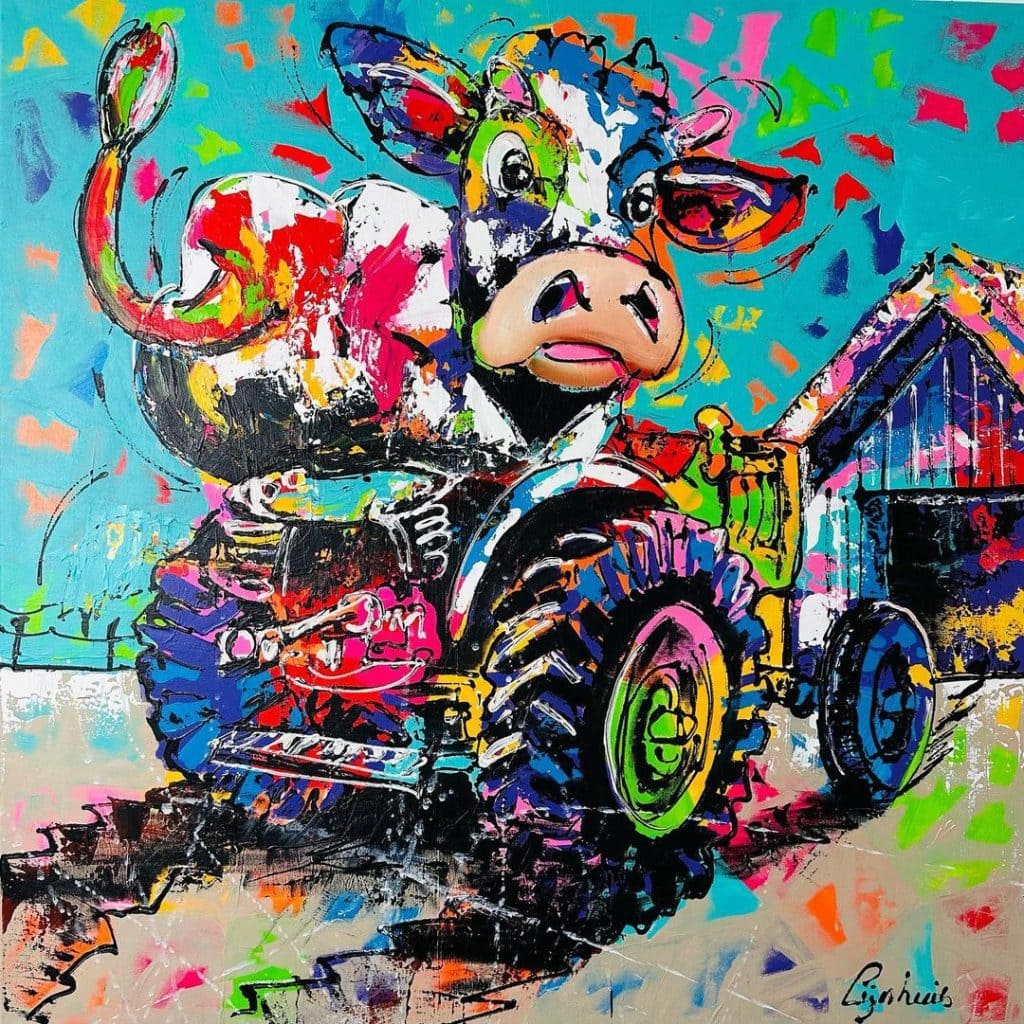 Cow on the tractor -Cow museum painting special collection